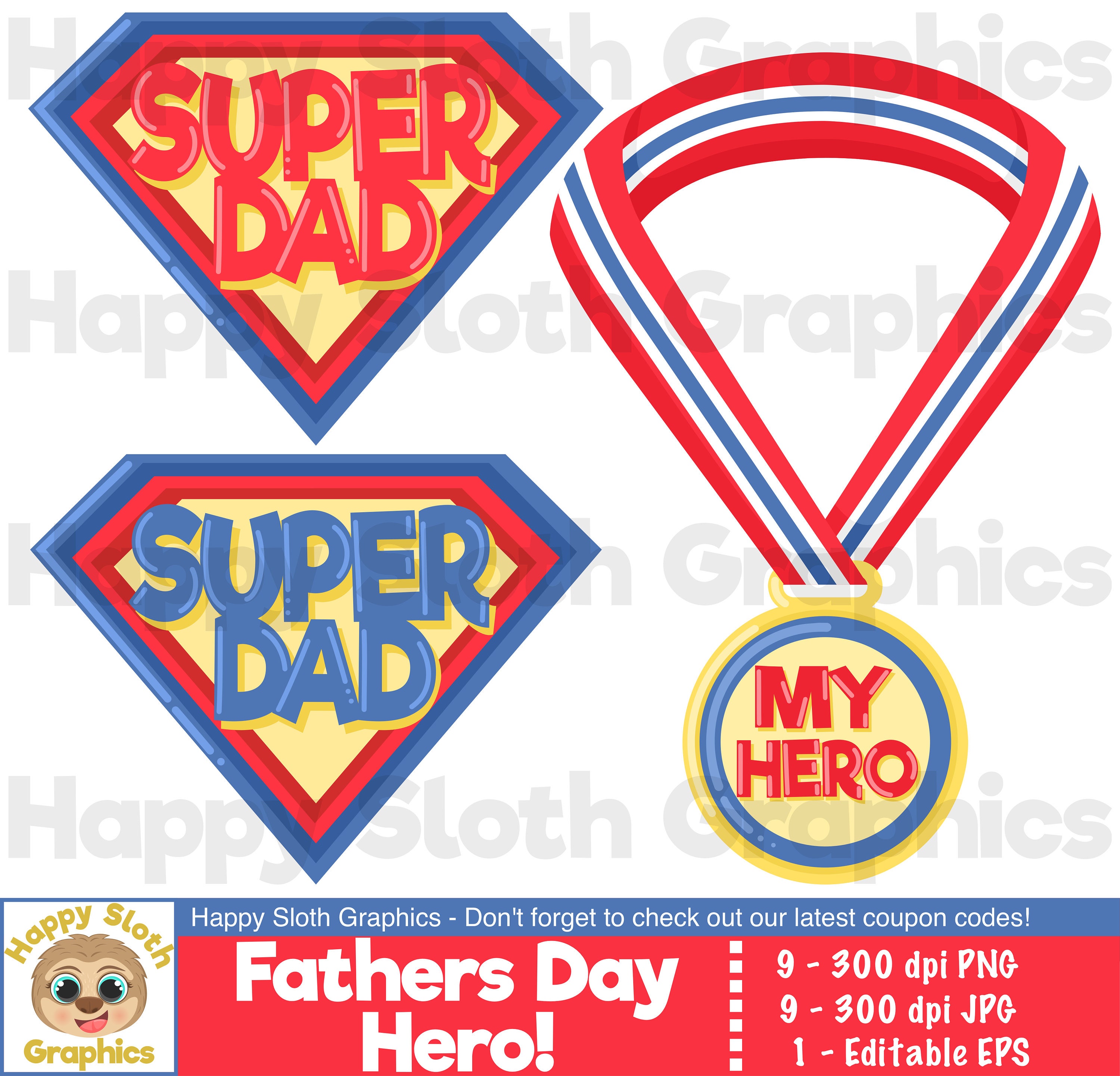 Fathers Day Hero Clipart Set, Personal and Commercial Use Vector ...