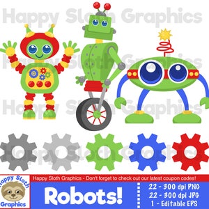 Robots Clipart Set, Personal and Commercial Use Robot Vector Robotic ...