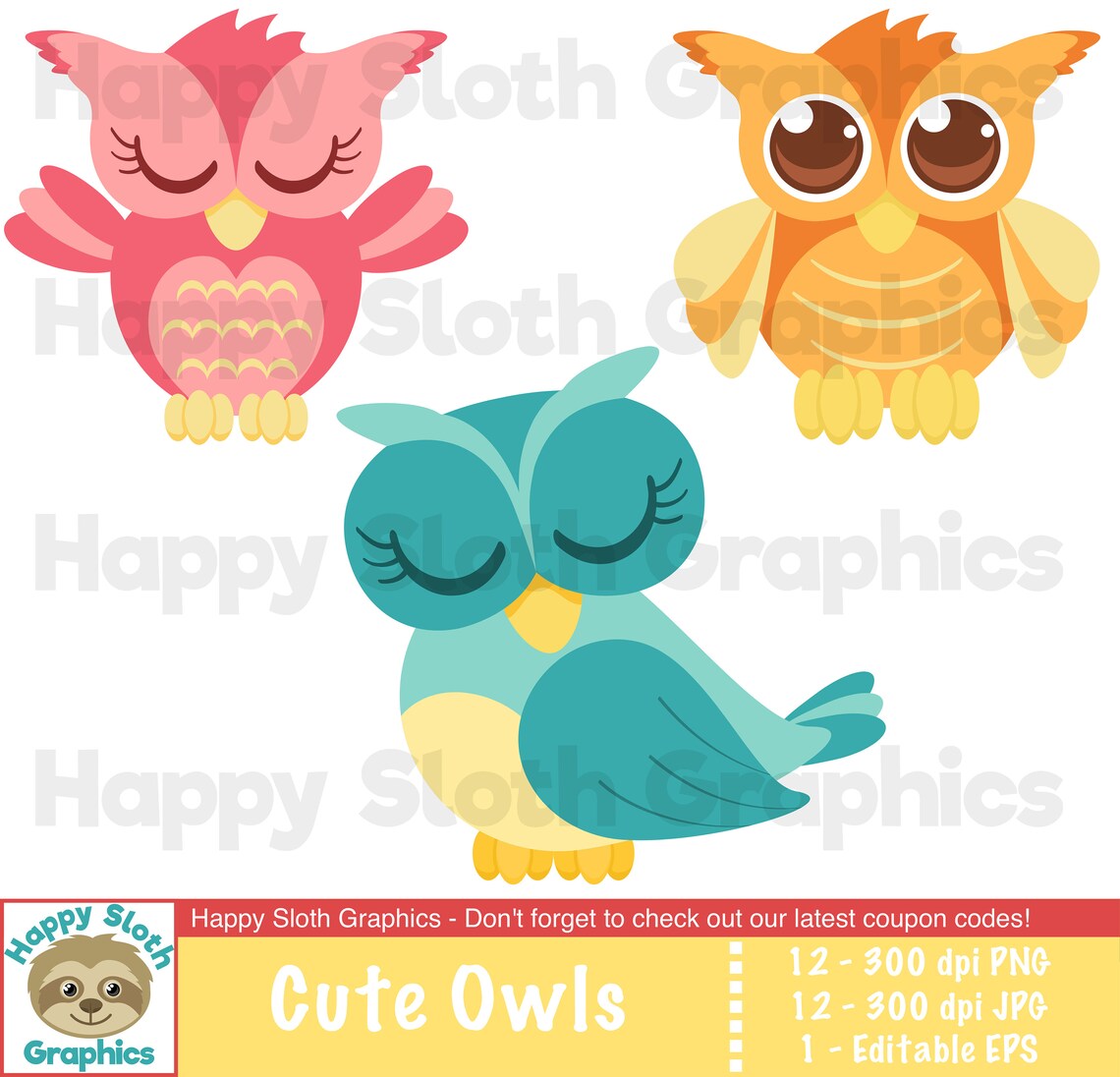 Cute Owls Clipart Set Personal and Commercial Use Vector Owls - Etsy