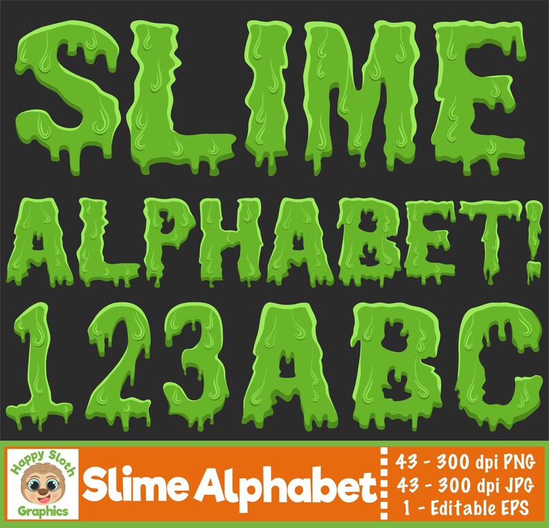Green Slime Clipart Set, Personal and Commercial Use Vector, Halloween ...