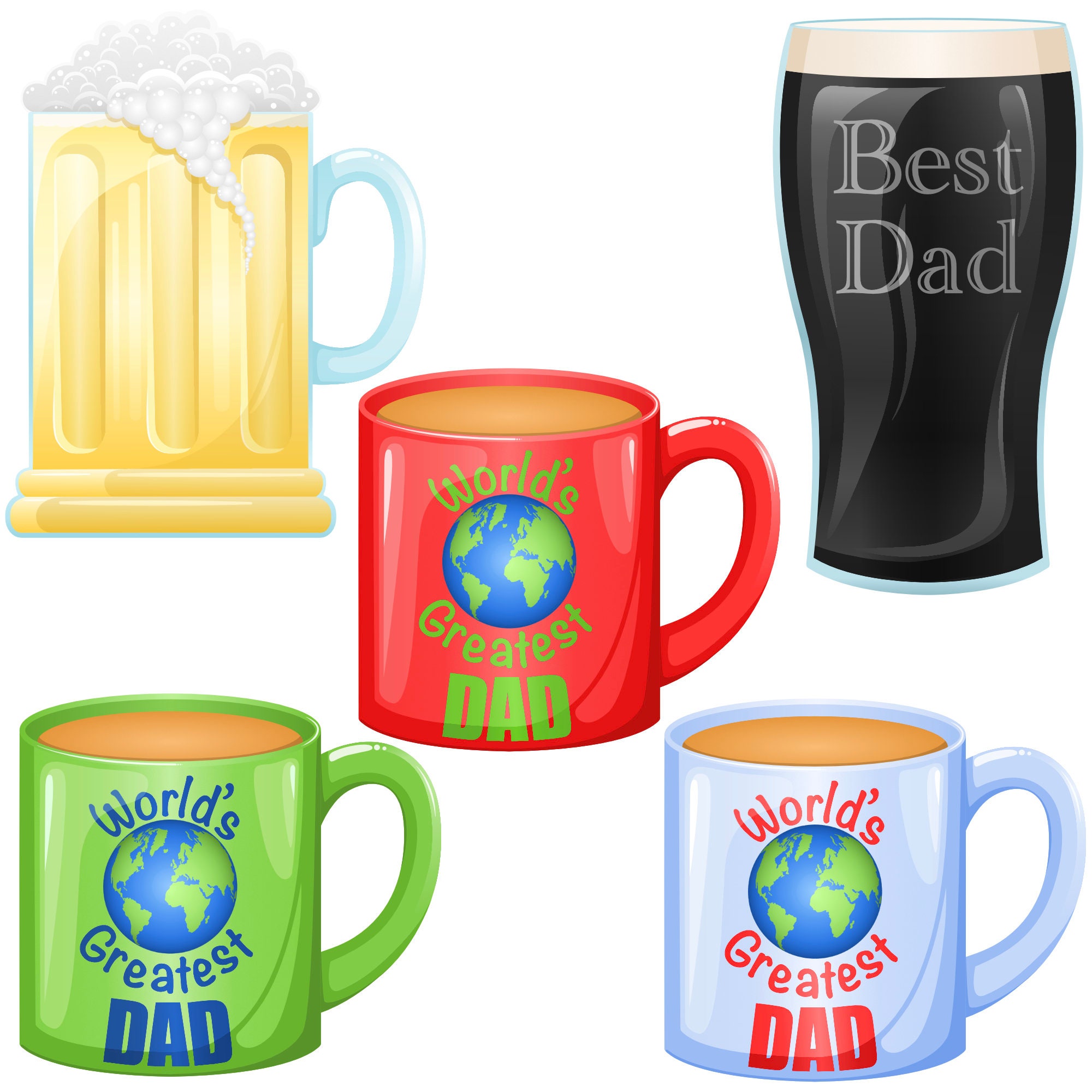 Fathers Day Clipart Set, Personal and Commercial Use Vector Fathering ...