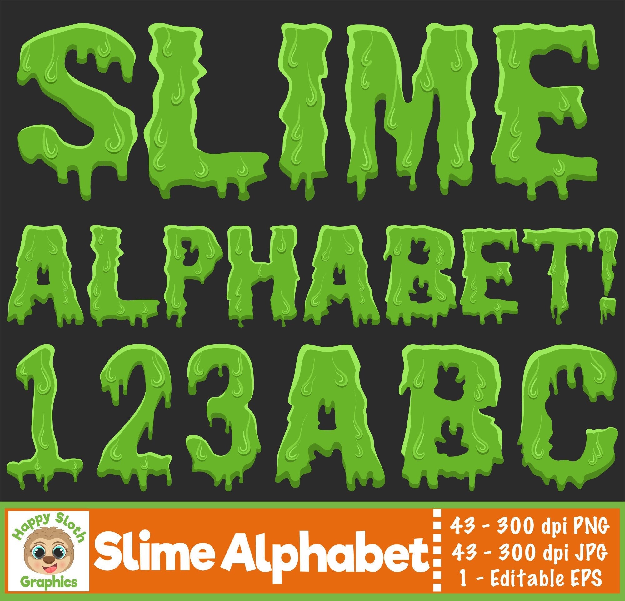 Green Slime Clipart Set, Personal and Commercial Use Vector, Halloween ...