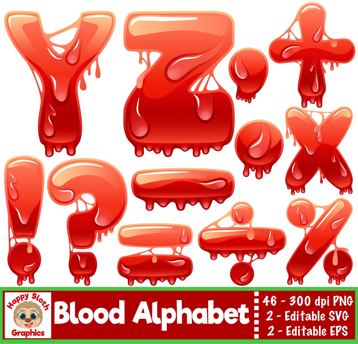 Blood Red Alphabet Clipart Set Personal and Commercial Use - Etsy