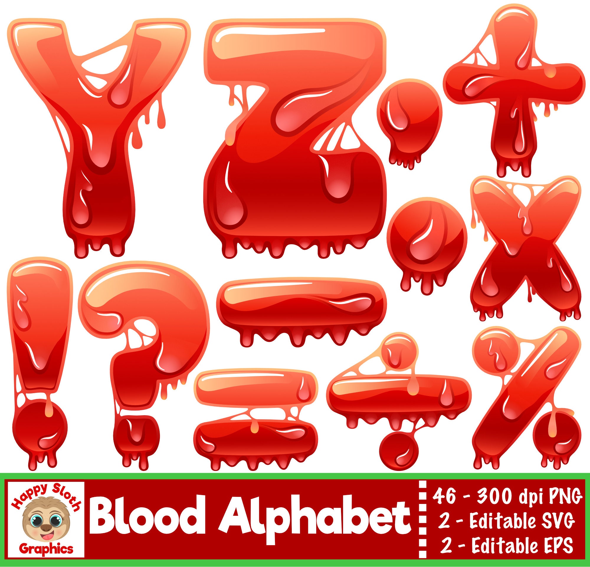 Blood Red Alphabet Clipart Set Personal and Commercial Use - Etsy