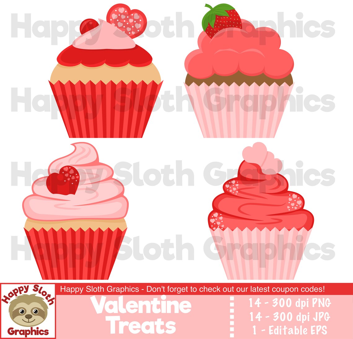 Valentines Treats Clipart Set, Personal and Commercial Use Vector ...