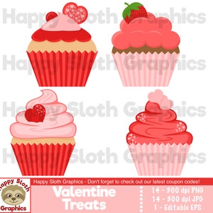 Valentines Treats Clipart Set, Personal and Commercial Use Vector ...
