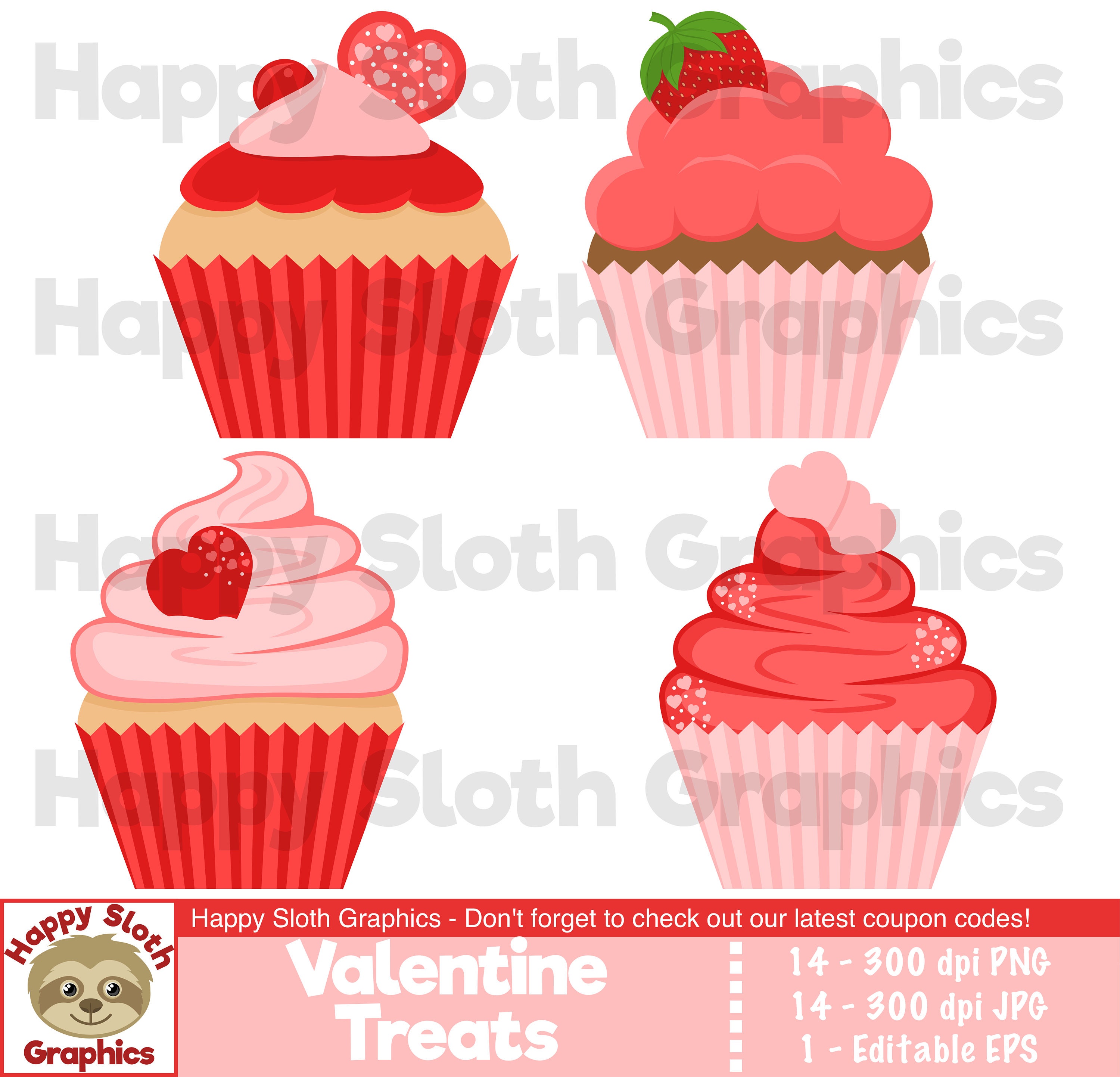 Valentines Treats Clipart Set, Personal and Commercial Use Vector ...