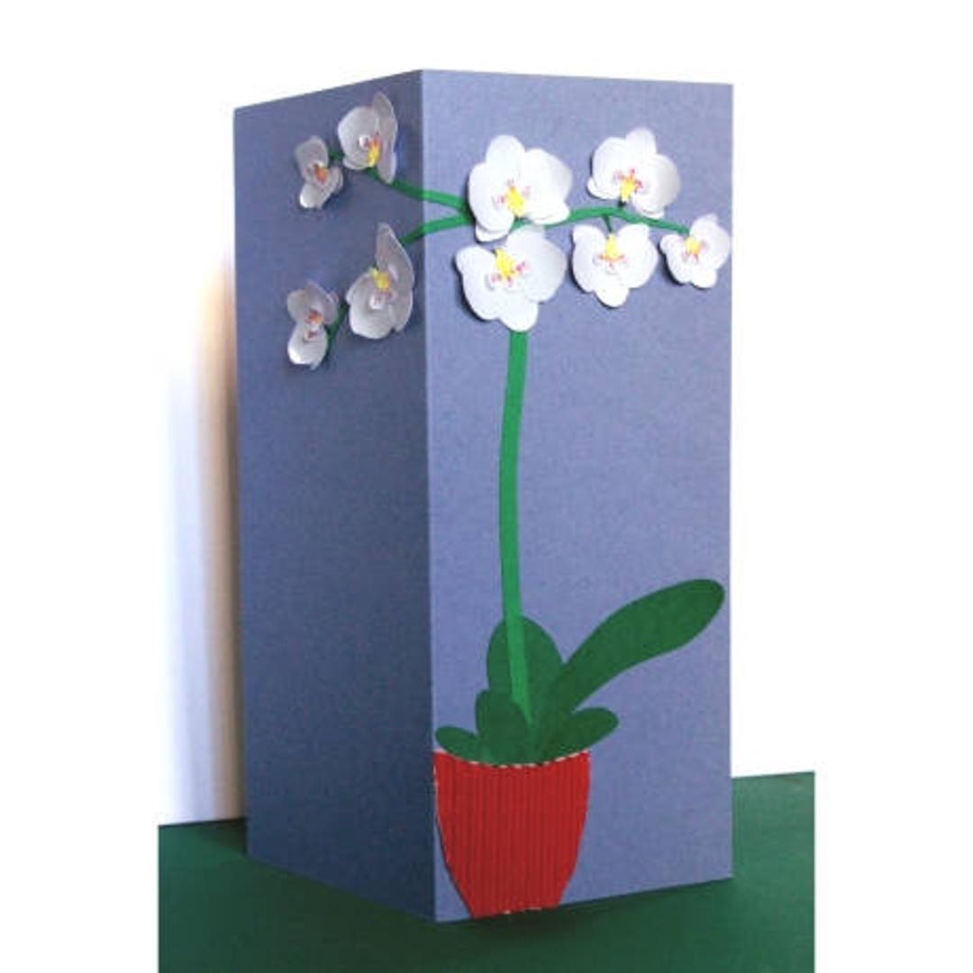 The White Orchid Card / 3D Card / Cut and Glued Papers / Orchid Card ...