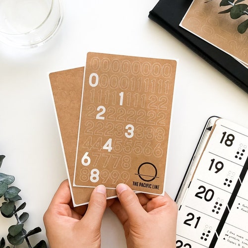 Journal/planner Number Stickers KRAFT PAPER // Monthly - Etsy