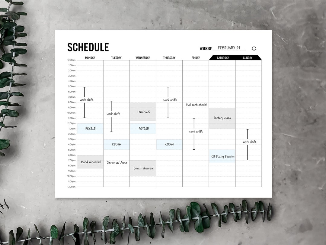 Time Blocking Weekly Planner PRINTABLE // Undated Weekly Planner ...