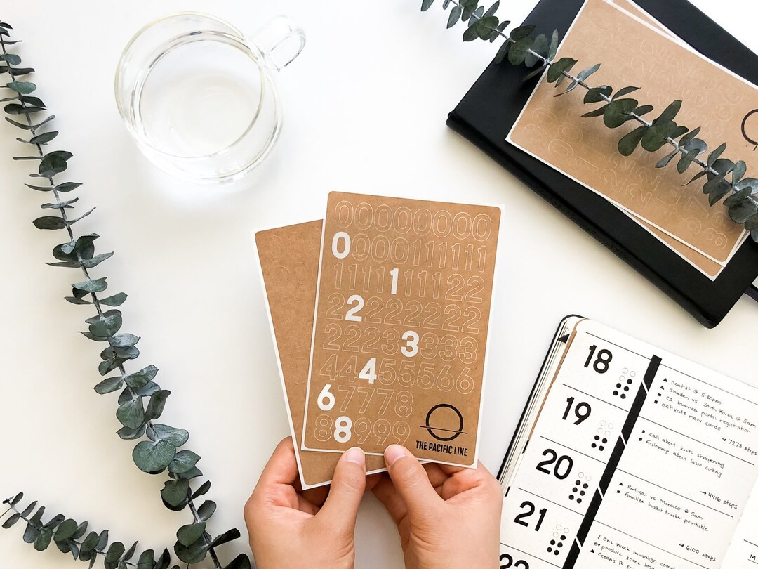 Journal/planner Number Stickers KRAFT PAPER // Monthly Calendar Date ...