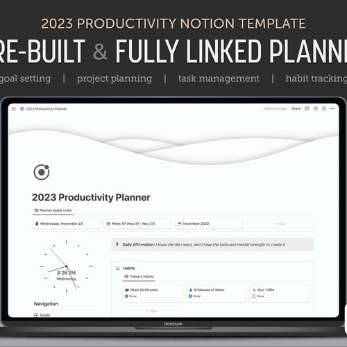 Notion Template Life Planner Notion Dashboard Notion Etsy