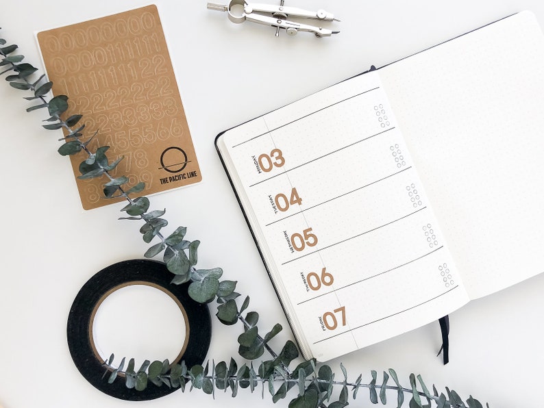 Journal/Planner Number Stickers KRAFT PAPER // Monthly | Etsy
