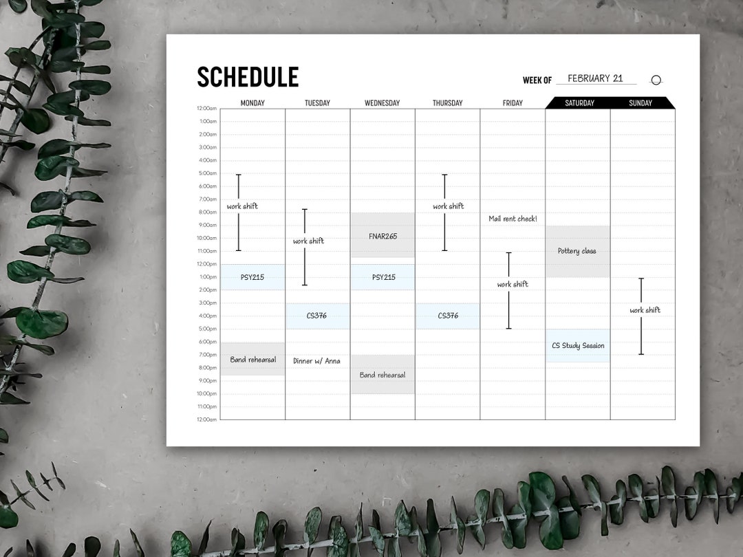 Time Blocking Weekly Planner PRINTABLE // Undated Weekly - Etsy