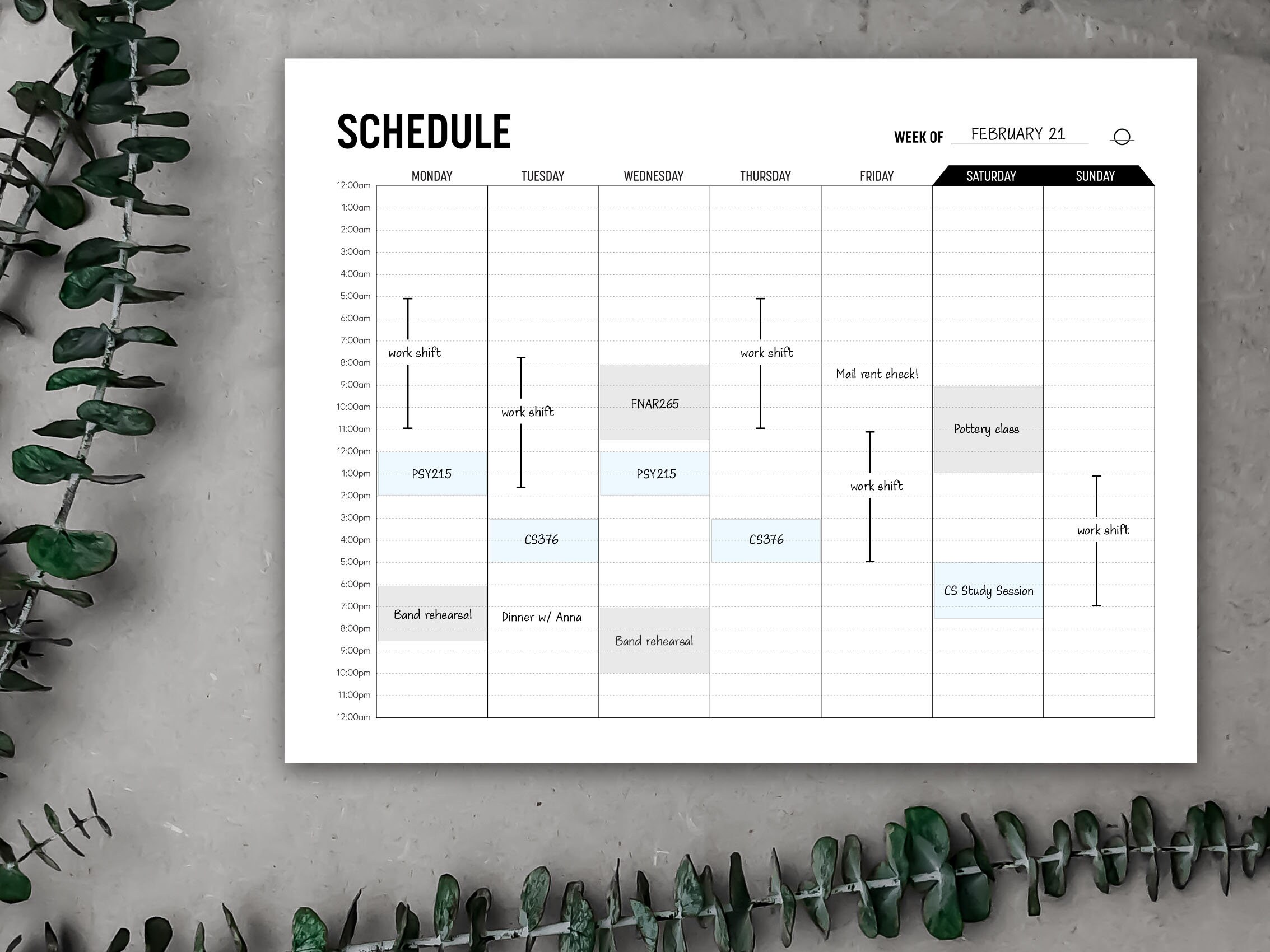 Time Blocking Weekly Planner PRINTABLE // Undated Weekly | Etsy