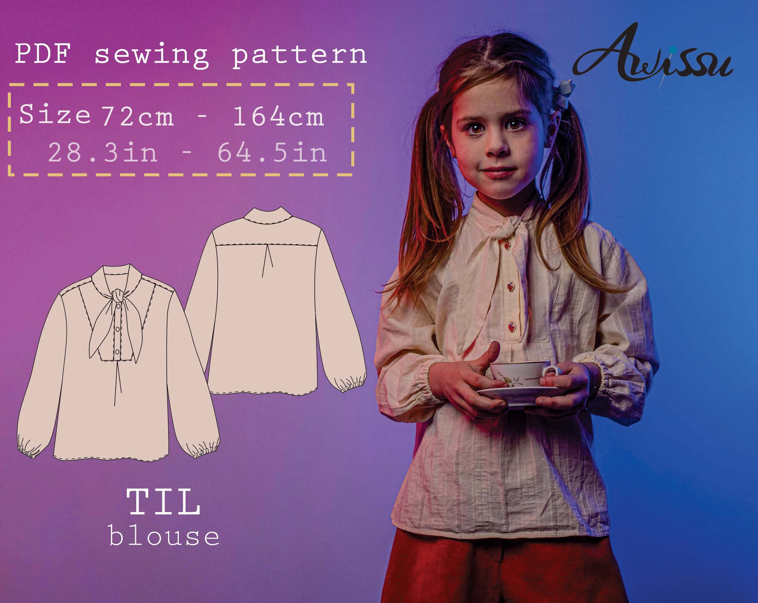 DIY Bow Collar Blouse Sewing Pattern for Girls Ages 6 Months to 14 ...