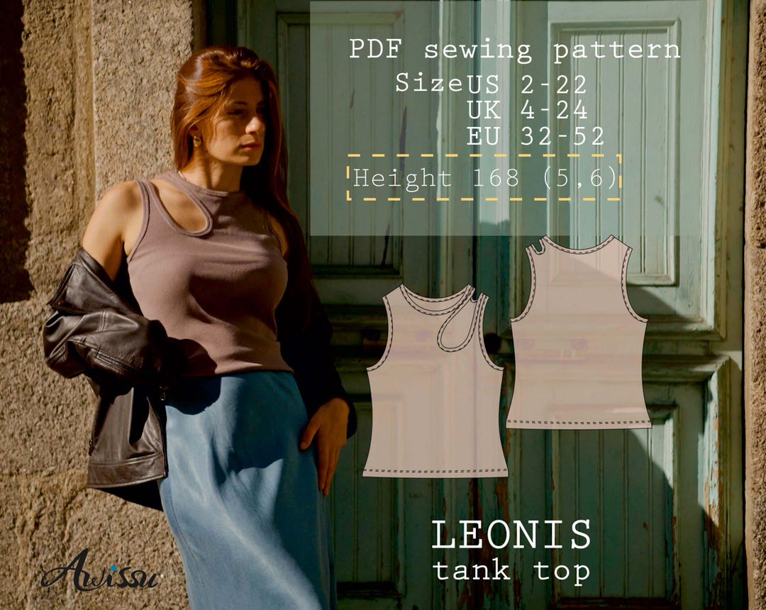 Asymmetrical Cut Out Top Sewing Pattern | PDF Women's Tank Top Pattern ...