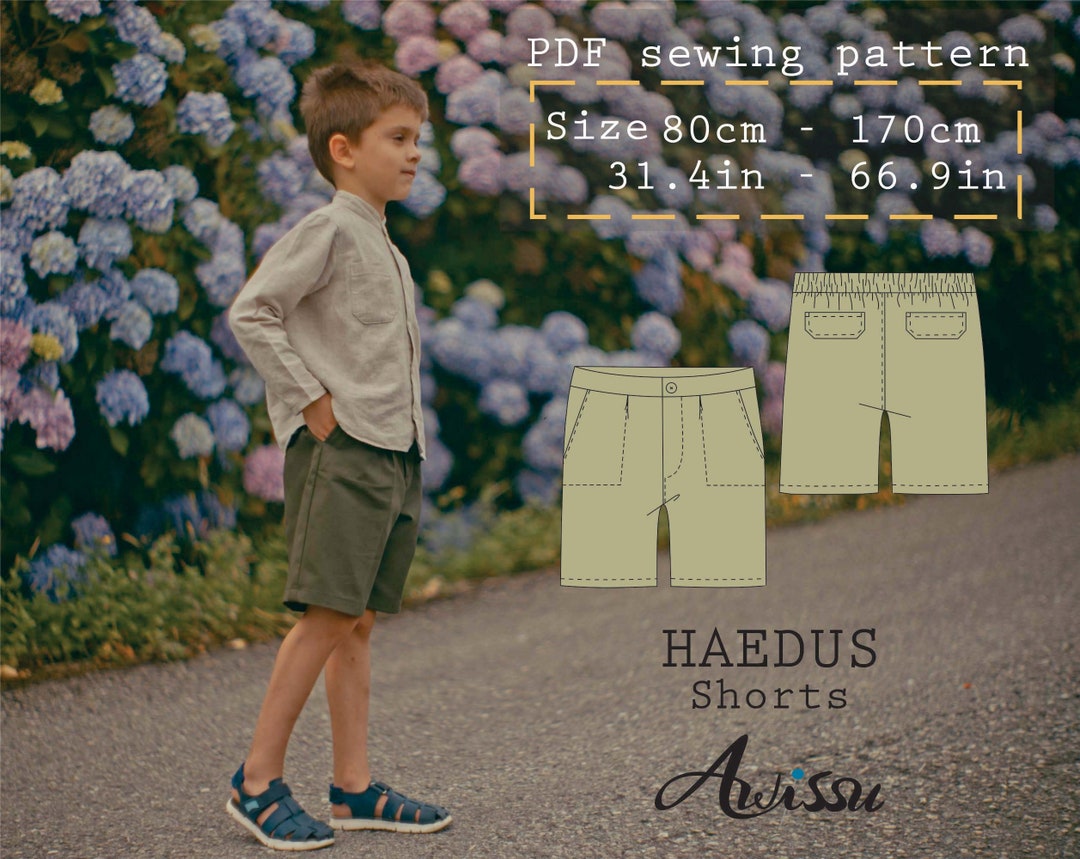 Boys' Shorts Sewing Pattern DIY Shorts for Boys for Ages 1-15 Easy-to ...