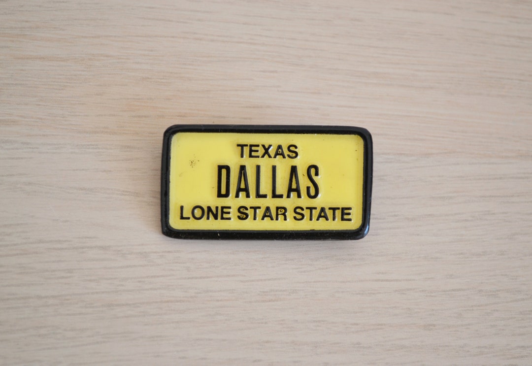 Retro Vintage 80s Bright Yellow Black Rectangle Texas America License ...
