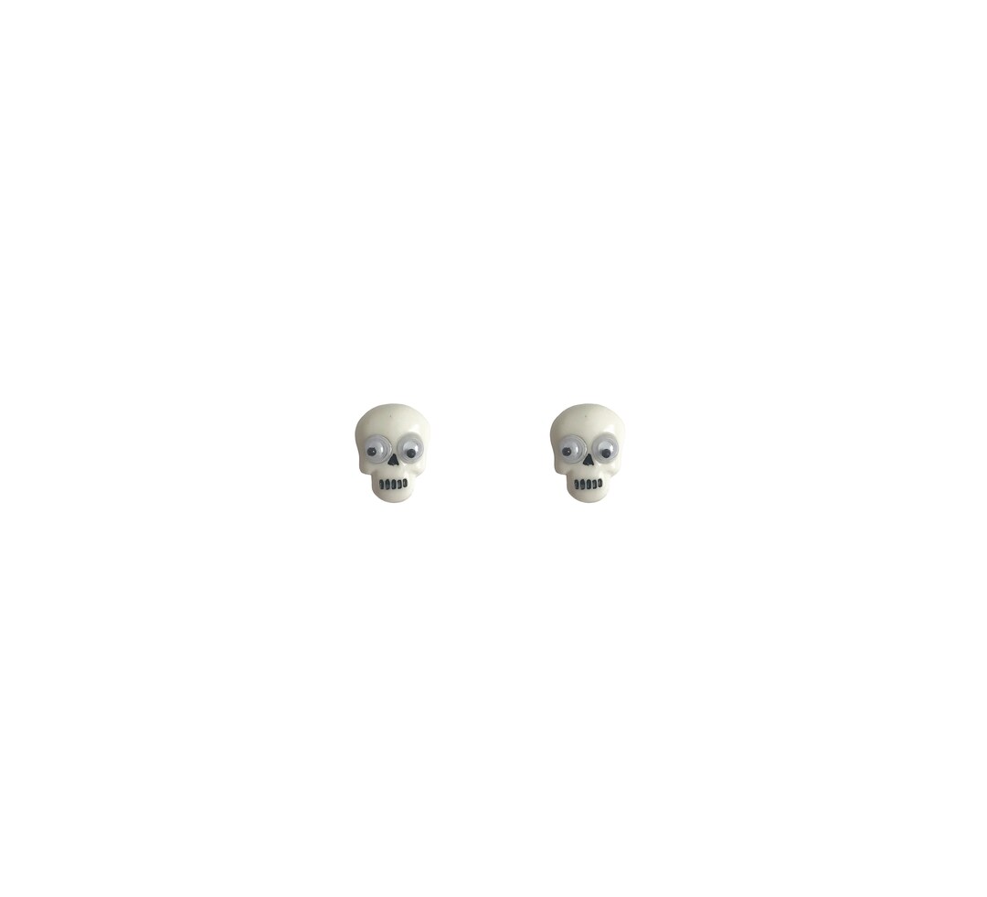 Vintage Retro 90s White Black Skull Skeleton Face Head Googly Eyes Dome ...
