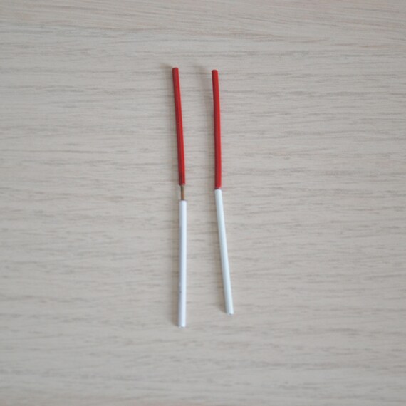 Vintage Retro 80s Dark Red White Rod Bar Tube Two Pie… - Gem