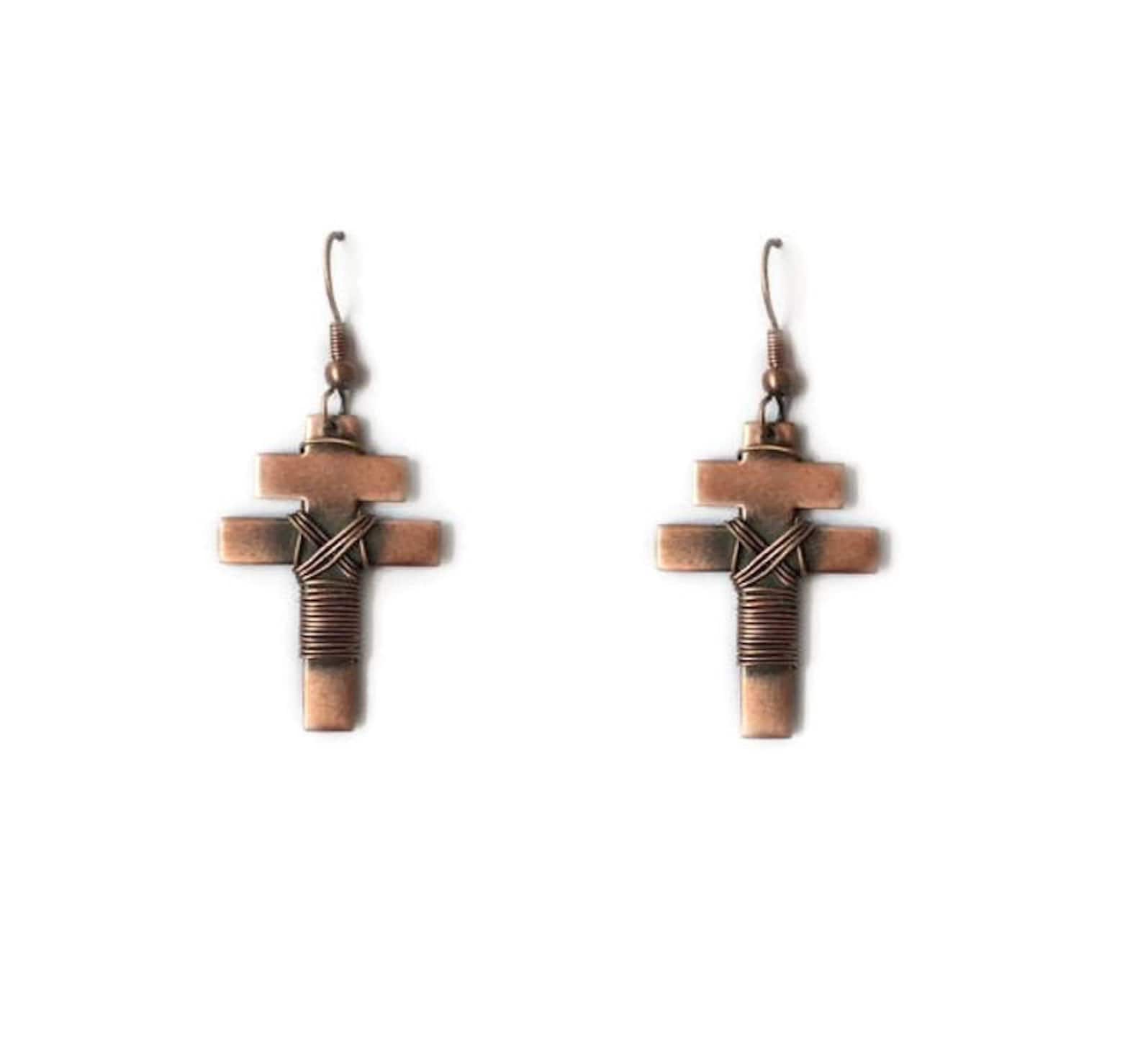 Retro Vintage 80s Copper Two Double Crucifix Rood Cross - Etsy