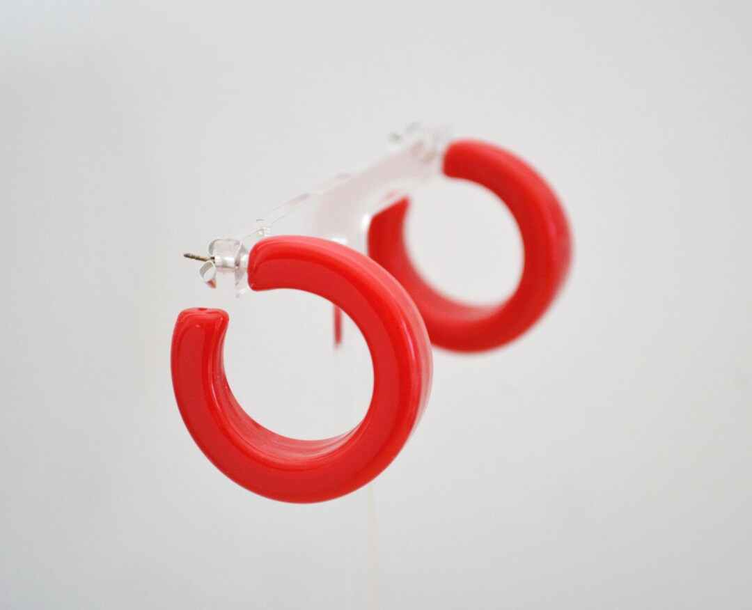 Vintage Retro 80s Red Round Circle Smooth Thick Chunky Colourful Summer ...