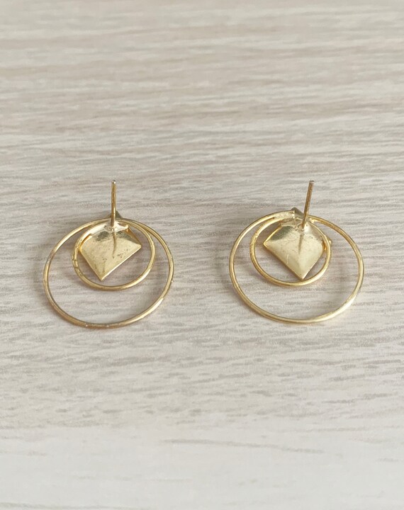 Vintage Retro 80s Gold Pale Pink Diamond Shape Polygo… - Gem