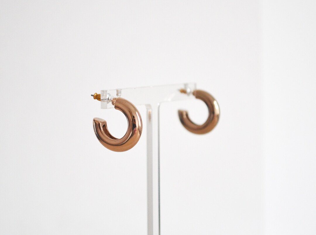 Vintage Retro 90s Rose Gold Round Circle Thick Chunky Shiny Smooth ...