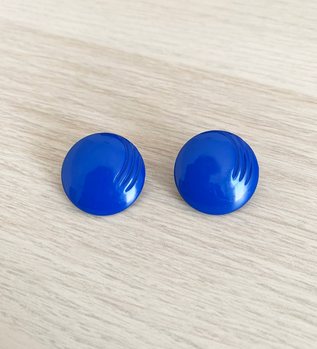 Vintage 80s Electric Blue Plastic Stud Earrings - Etsy