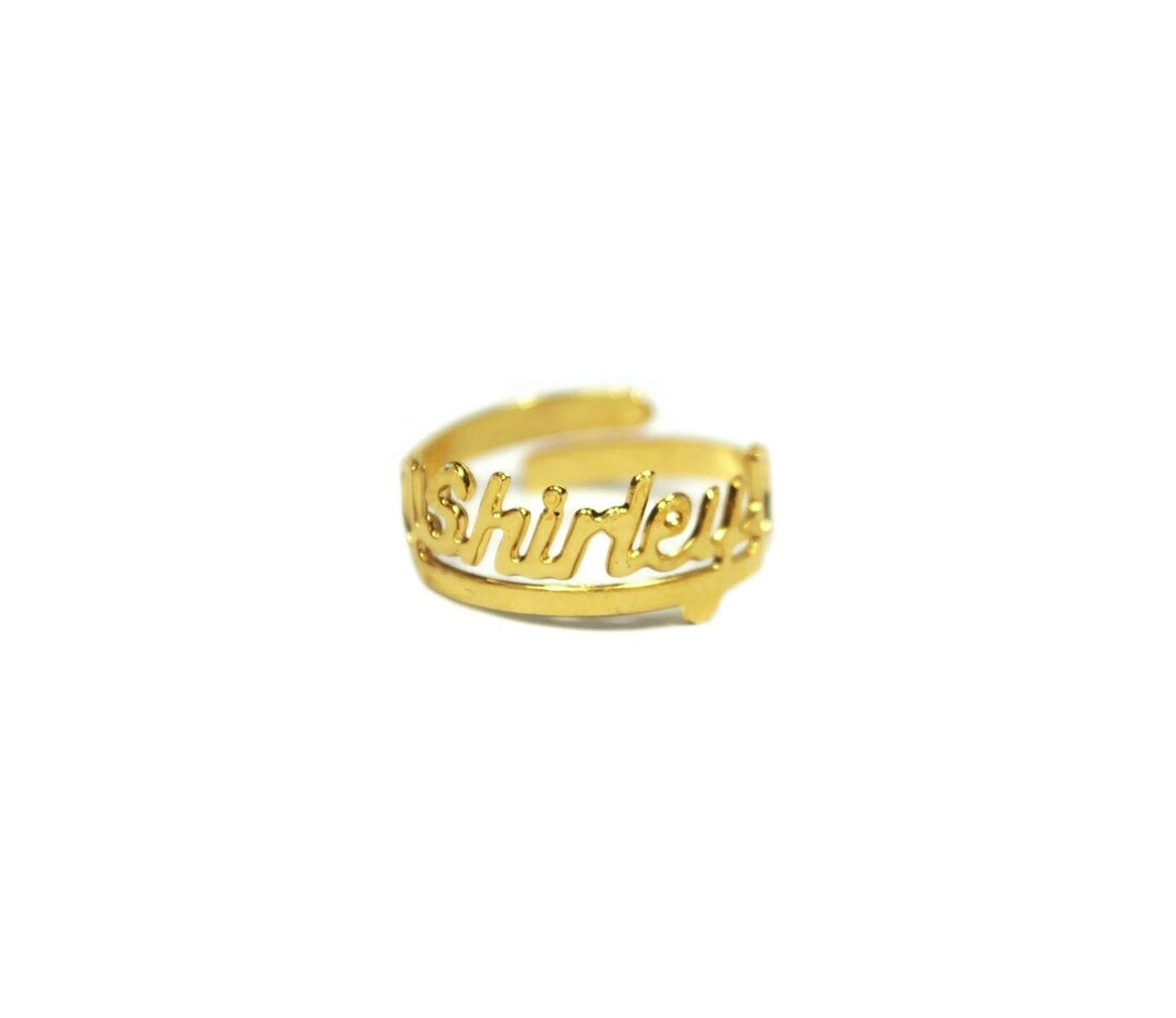 Vintage Retro 70s Gold Shirley Name Word Script Font Calligraphy ...
