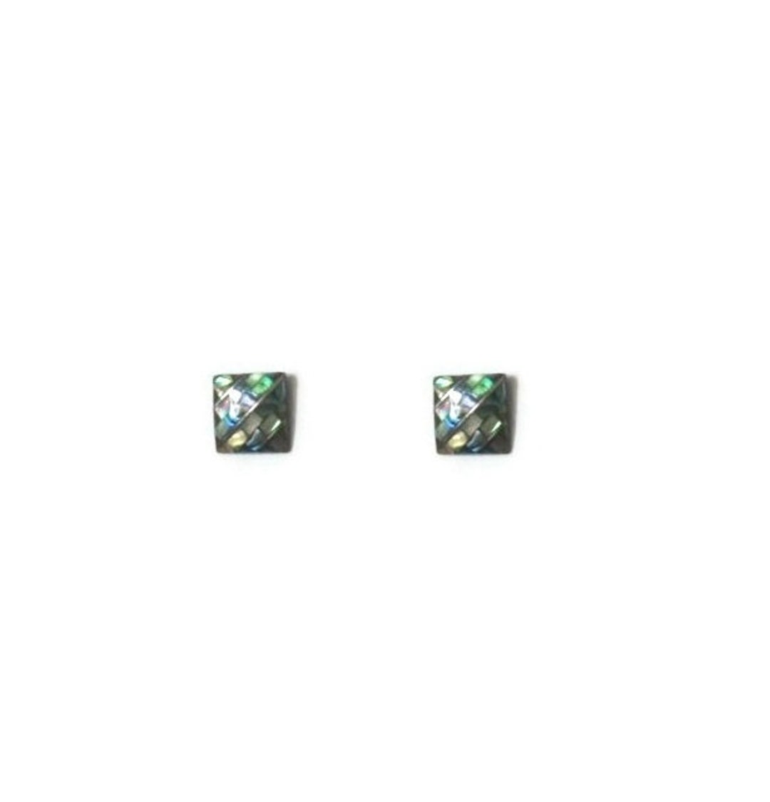 Vintage Retro 80s Purple Green Blue Silver Square Shimmery Paua Shell ...