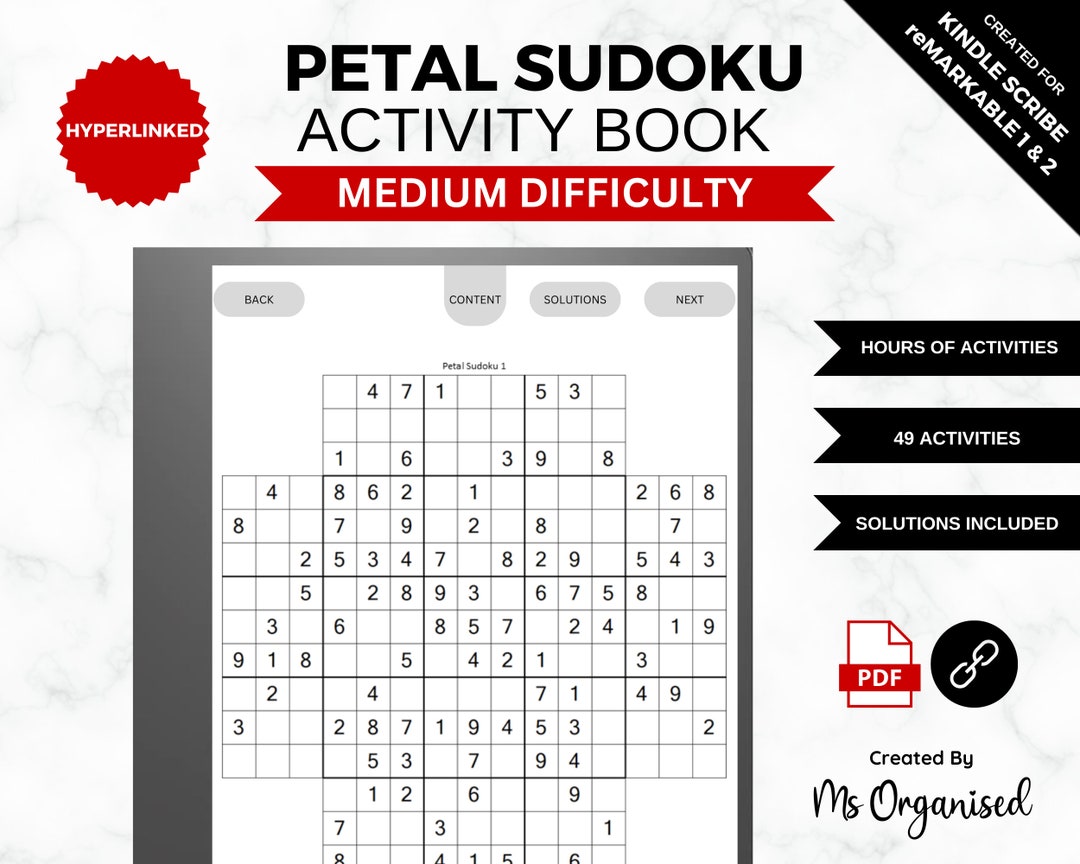 Japanese Puzzle Petal Sudoku Game Remarkable & Kindle Scribe - Etsy