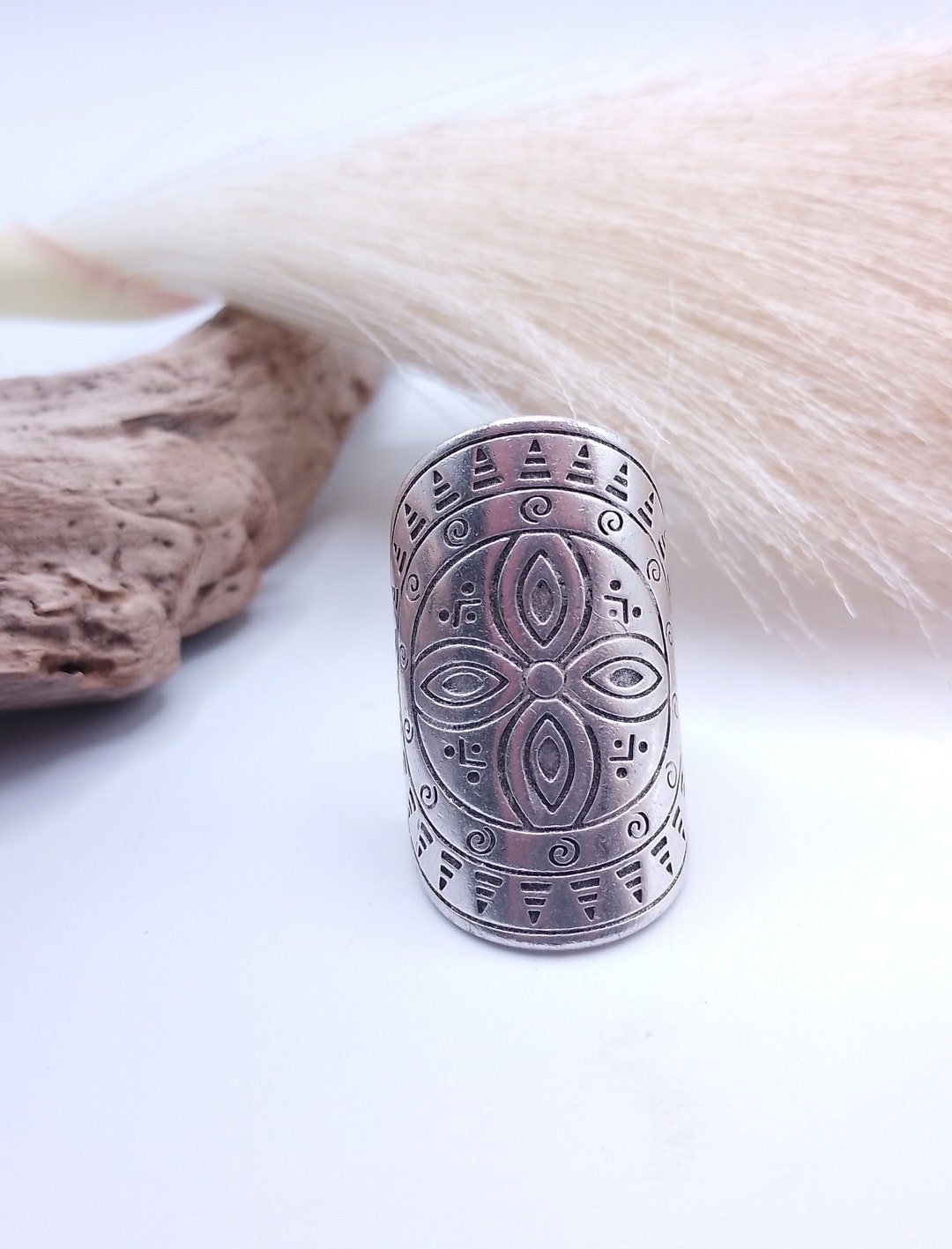 Large Adjustable Oval and Silver Cross Ring Adjustable Rings Women's ...