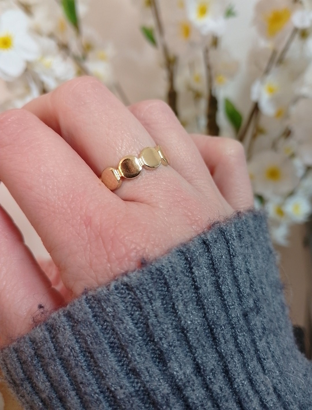 Minimalist Adjustable Small Gold Round Ring Adjustable Rings Women's ...