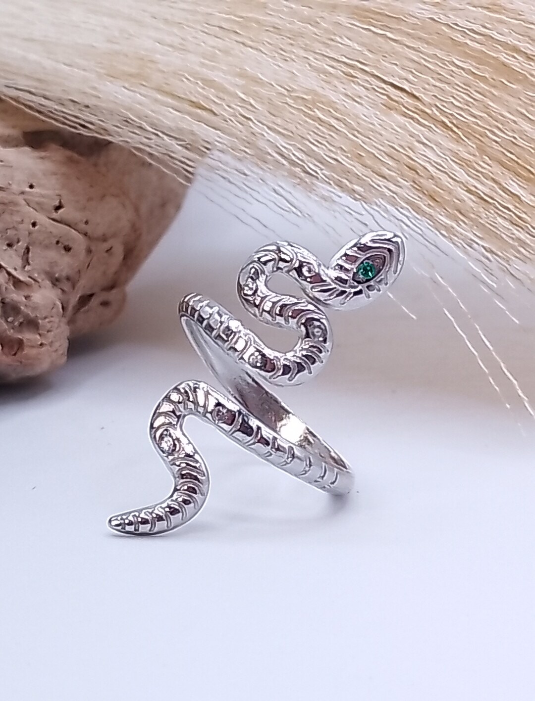 Adjustable Snake Ring in Silver Stainless Steel Adjustable Rings Women ...
