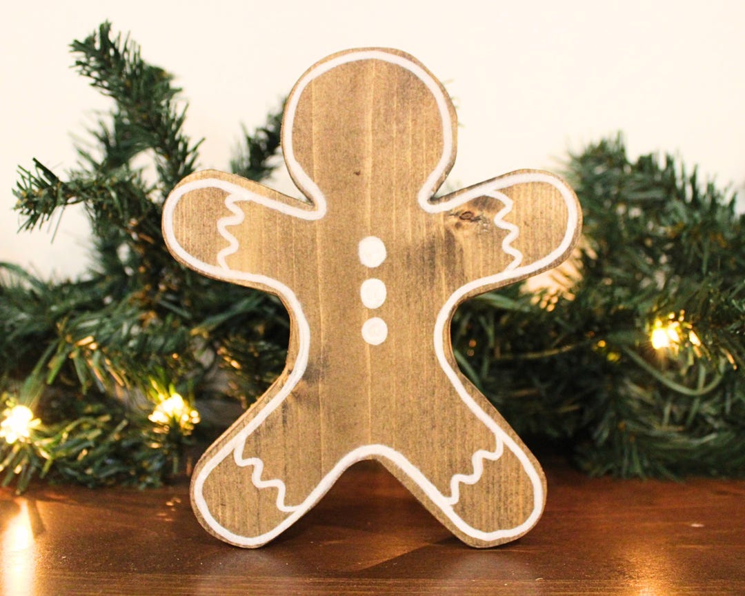 Wood Standing Gingerbread Man, Christmas Tiered Tray Decor, Rustic ...