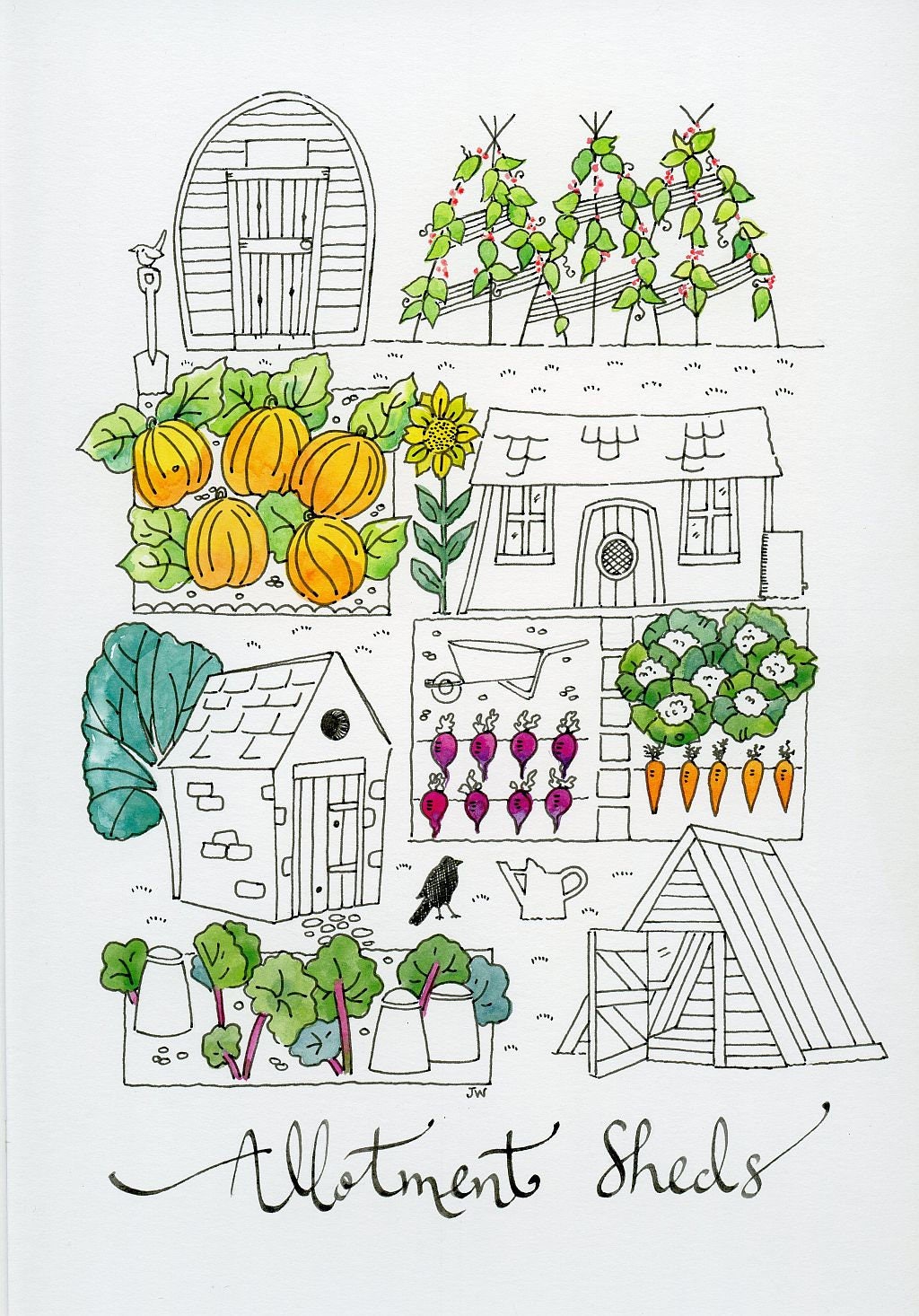 Gardening Art Print Garden Illustration Gardener Wall Art - Etsy