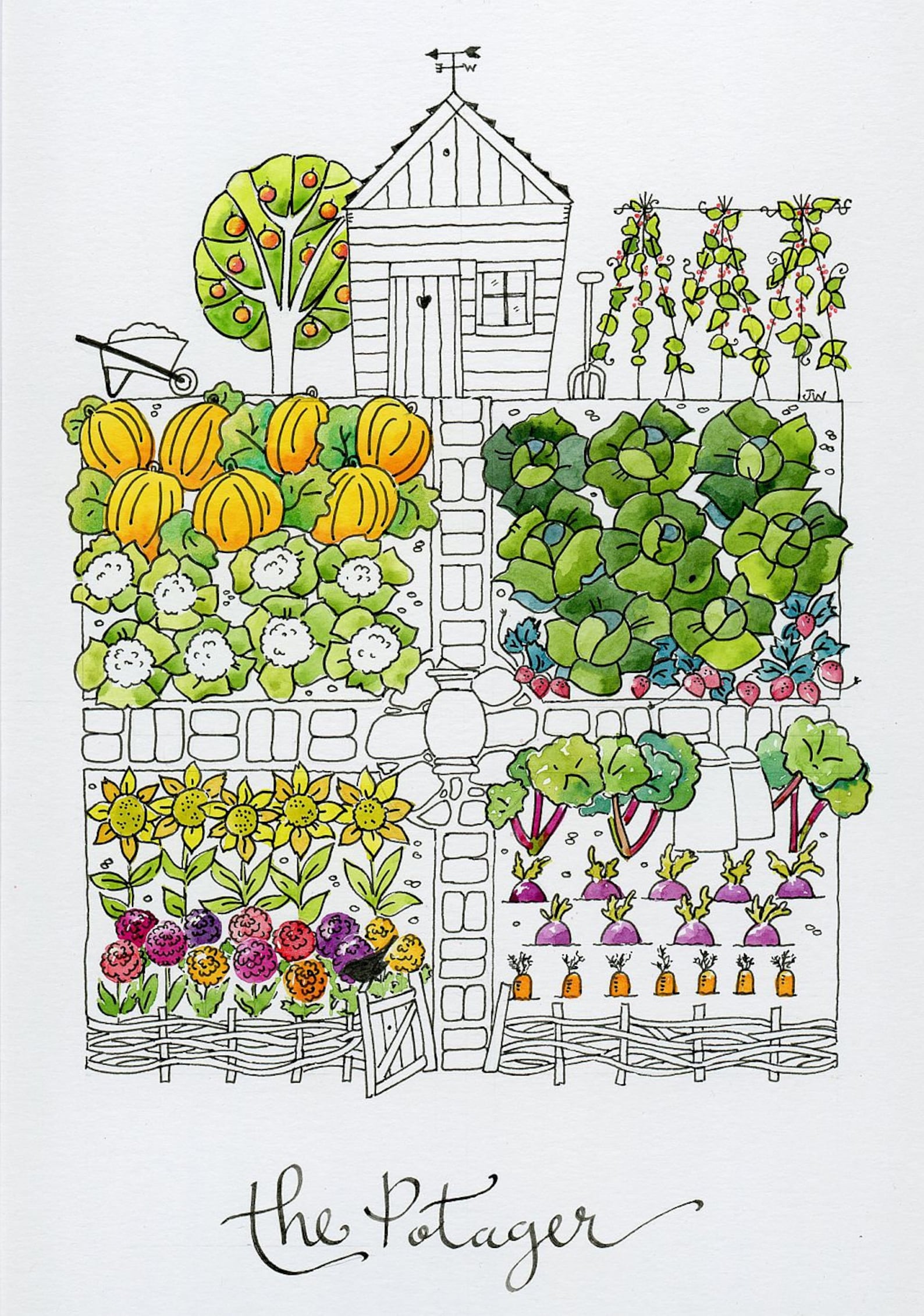 Gardening Art Print - Illustration - Giclee Print - Wall Art - A3 Print ...