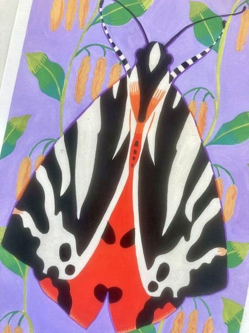 Moth Art Print Scarlet Tiger Moth Wall Art Magical Moth Illustration ...
