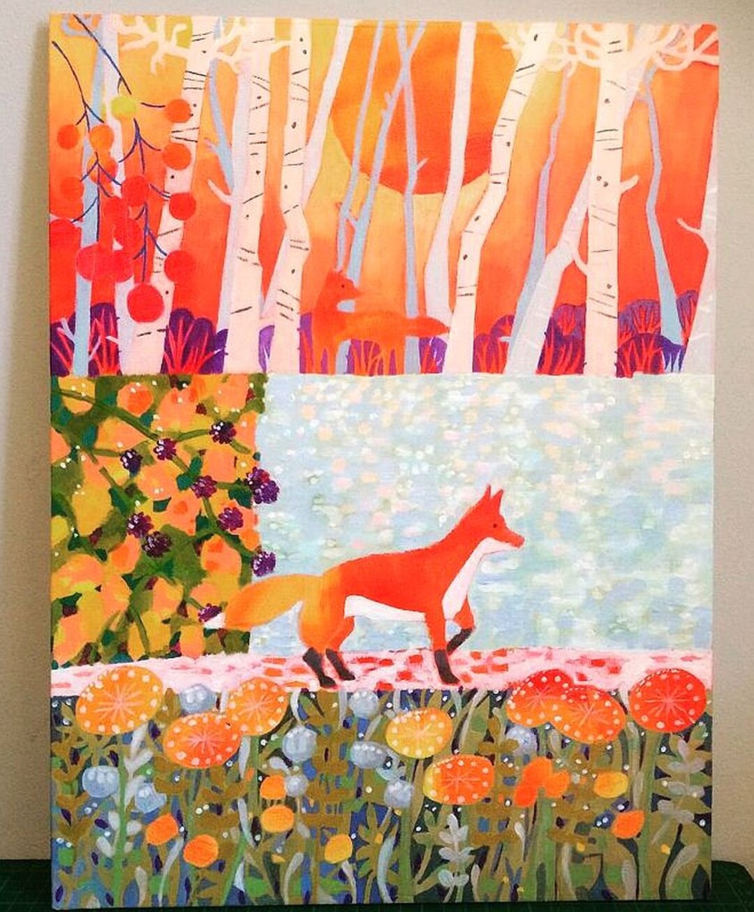 Foxes Art Print - Fox Illustration - Giclee Print - Autumn Print - Fox ...