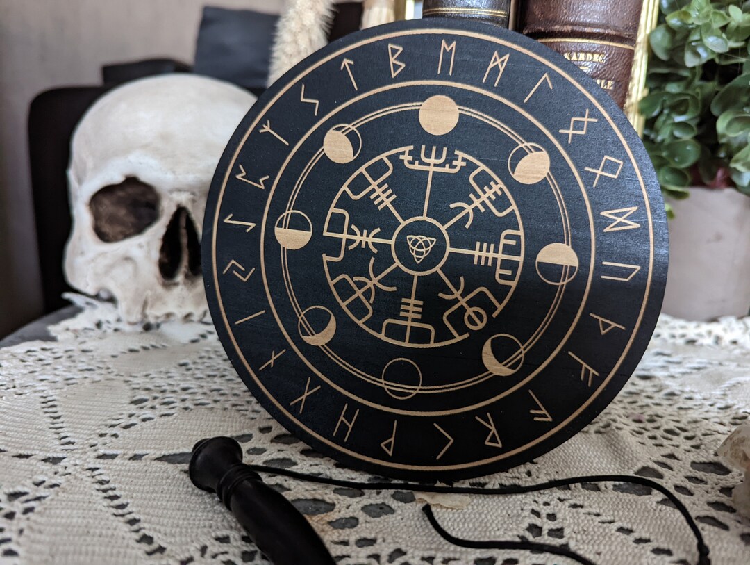 Divination Board Pendulum Dowsing Black Wood Runes Alphabet Futhark 15 ...