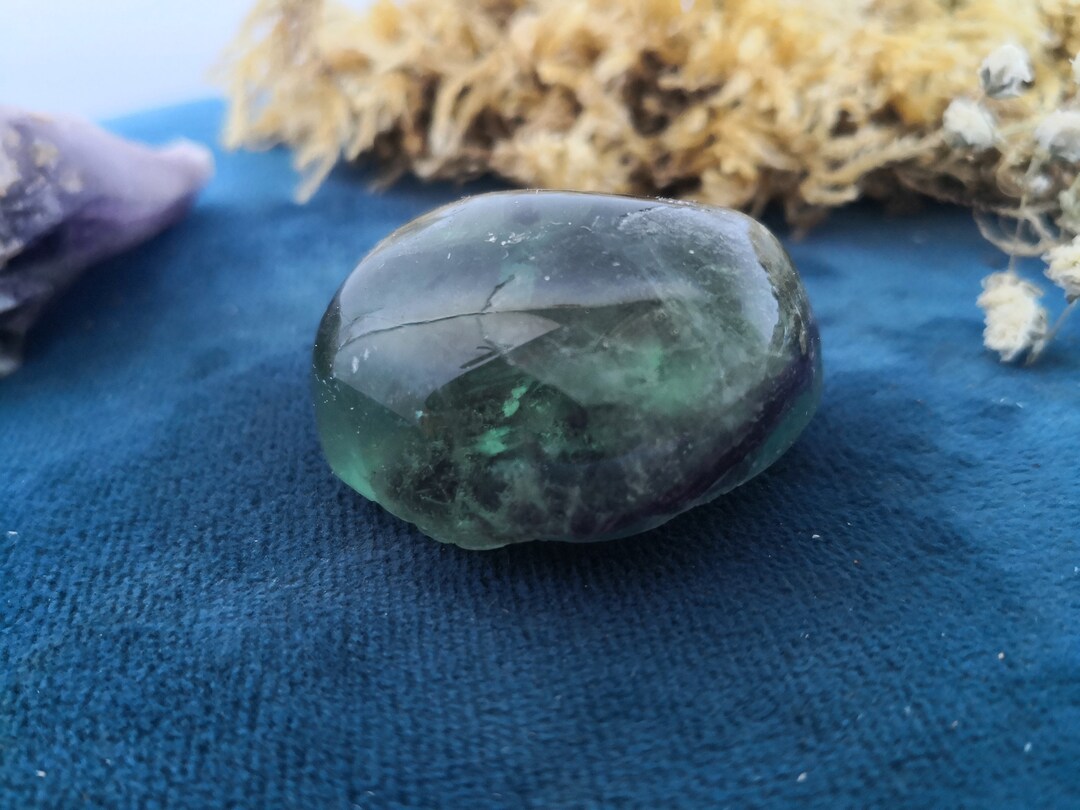 Polished Green Violet Fluorite Pebble 45 G - Etsy
