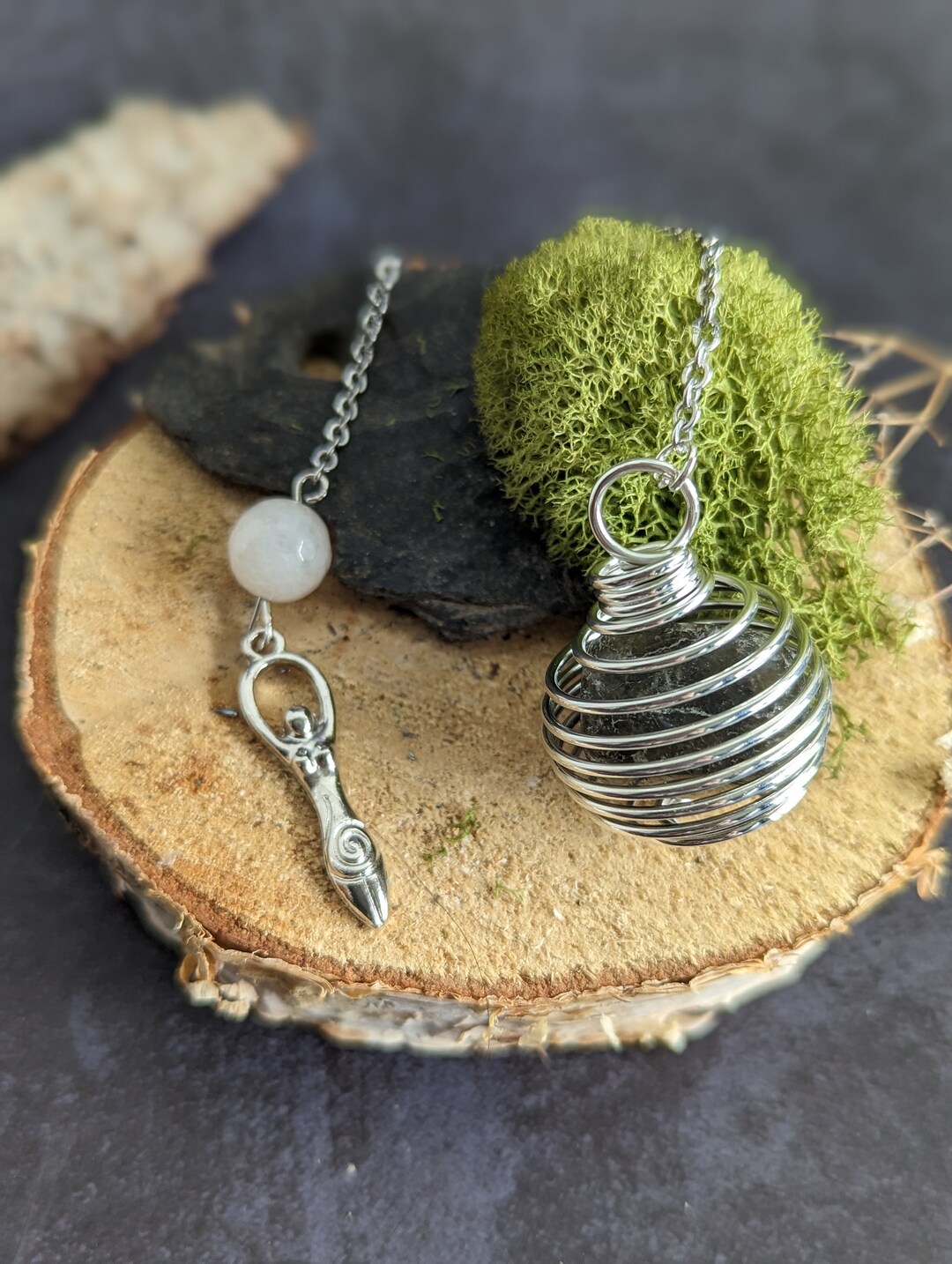 Lava Stone Pendulum and Rose Quartz Stone Divination Dowsing - Etsy