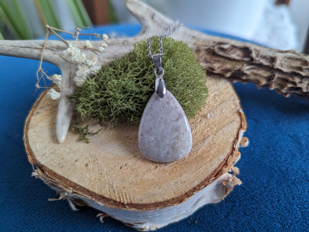 Beige Jasper Necklace 925/1000 Sterling Silver - Etsy