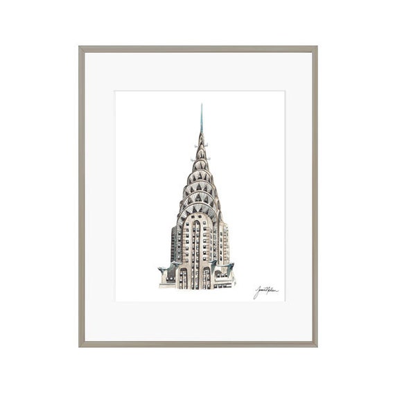 Chrysler Building Watercolor Painting Chrysler Lights Paul Kenton