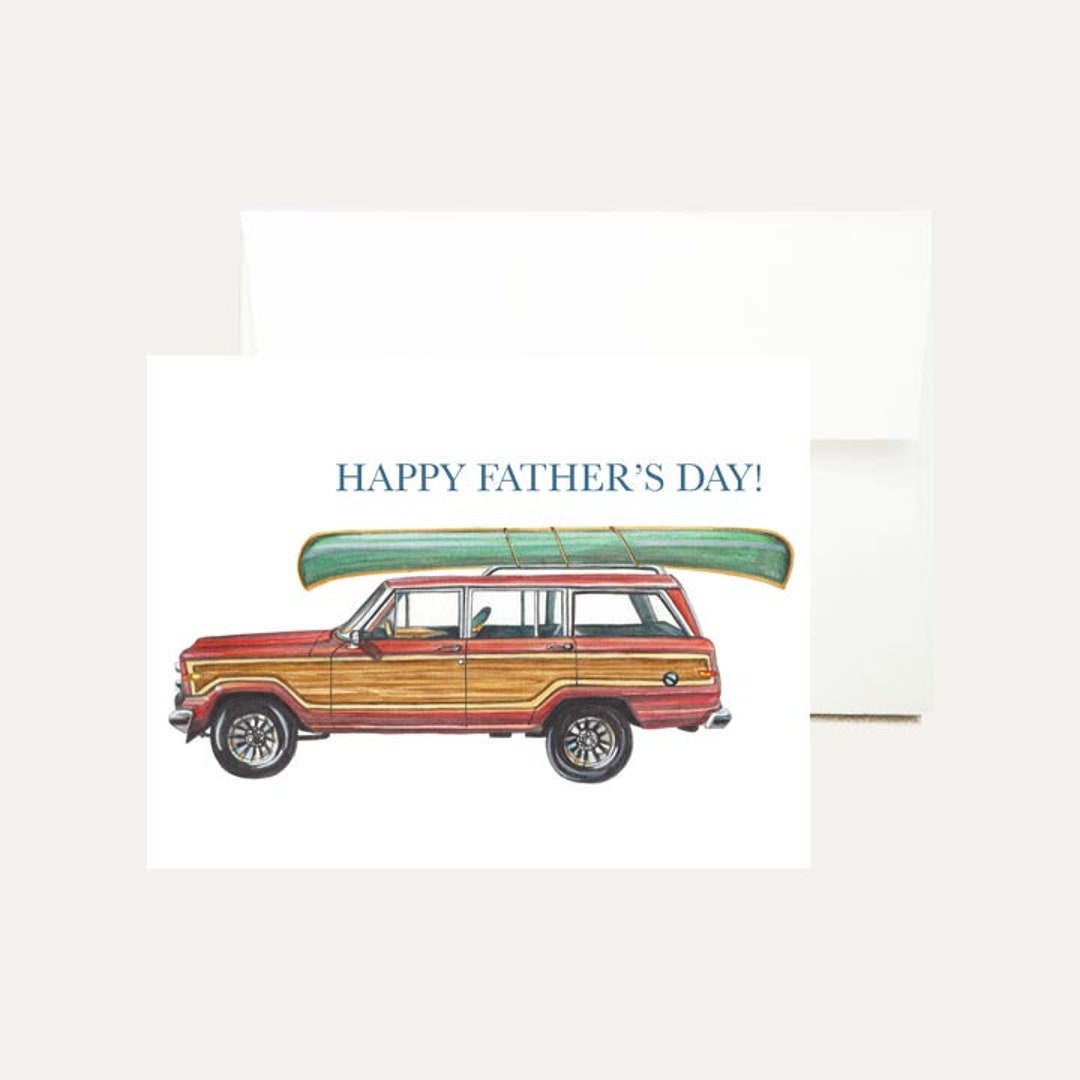 Father's Day Station Wagon Card Watercolor Greeting Card Cute Father's ...