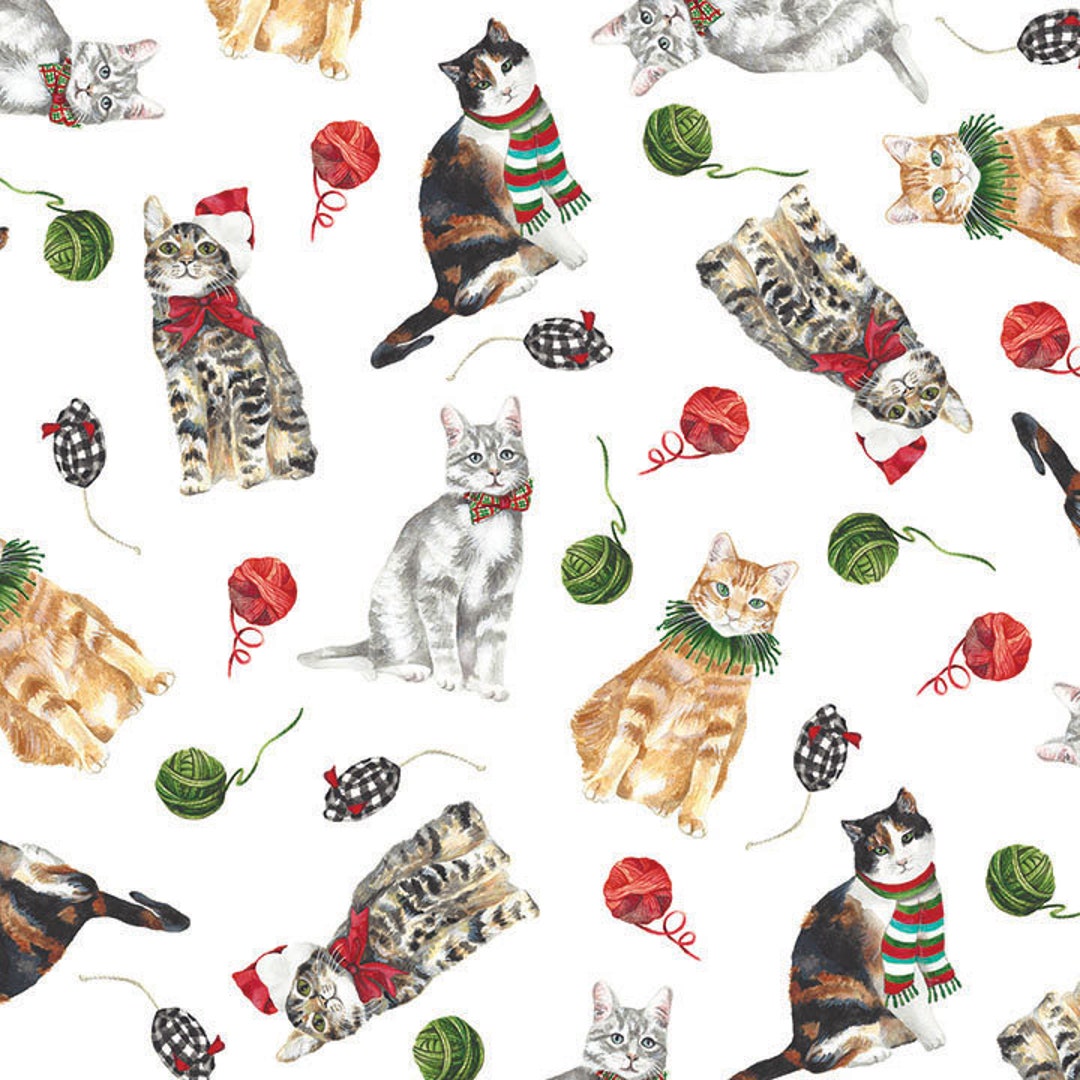 Cat Christmas Gift Wrap - Wrapping Paper -holiday Cats -watercolor ...