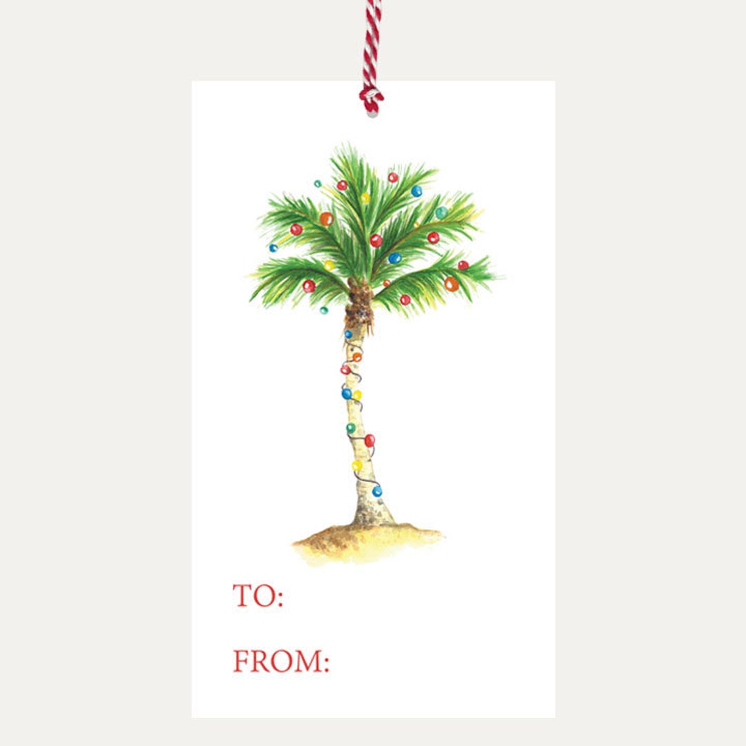 Palm Tree Christmas Gift Tag -beach Christmas Gift Tag- Holiday Gift ...