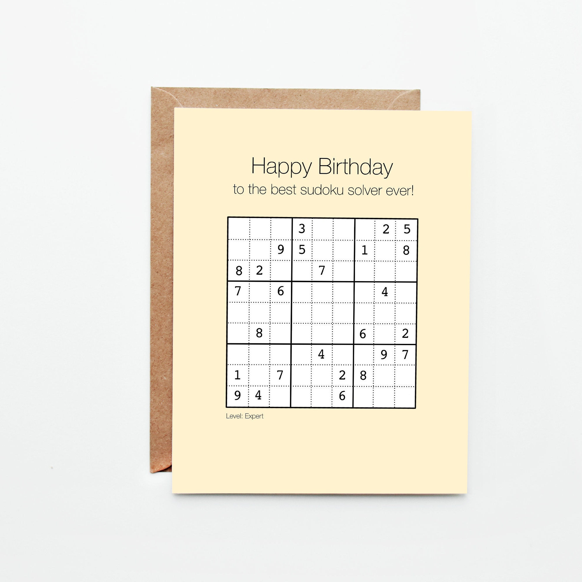Happy Birthday Card, Sudoku Birthday Card, Funny Greeting Card, Eco ...